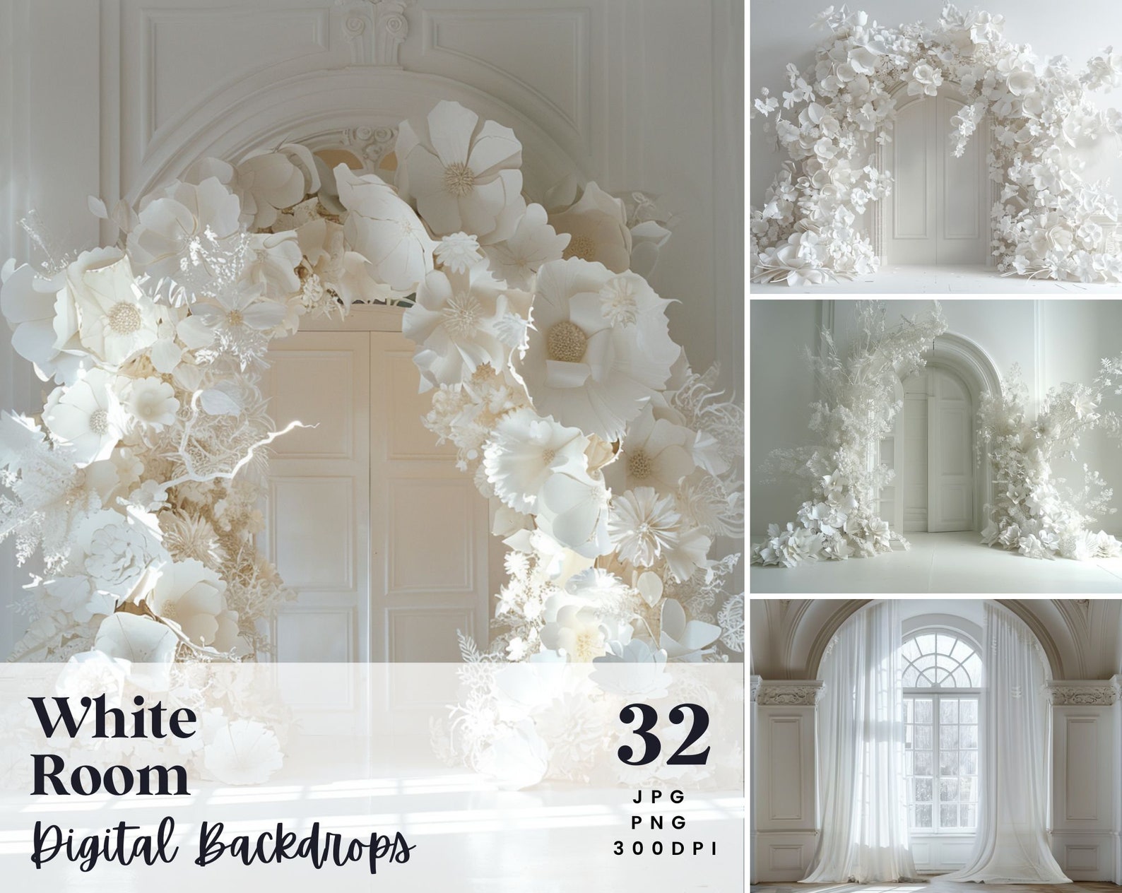 32 White Room Digital Backdrops, Perfect for Wedding, Birthday, Special ...