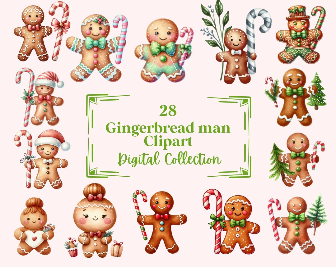 28 Gingerbread Man Clipart Illustrations, Perfect for Scrapbook ...