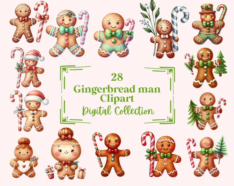 28 Gingerbread Man Clipart Illustrations, Perfect for Scrapbook ...