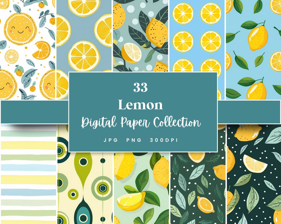 33 Lemon Seamless Digital Paper, Perfect for Textures Backgrounds ...
