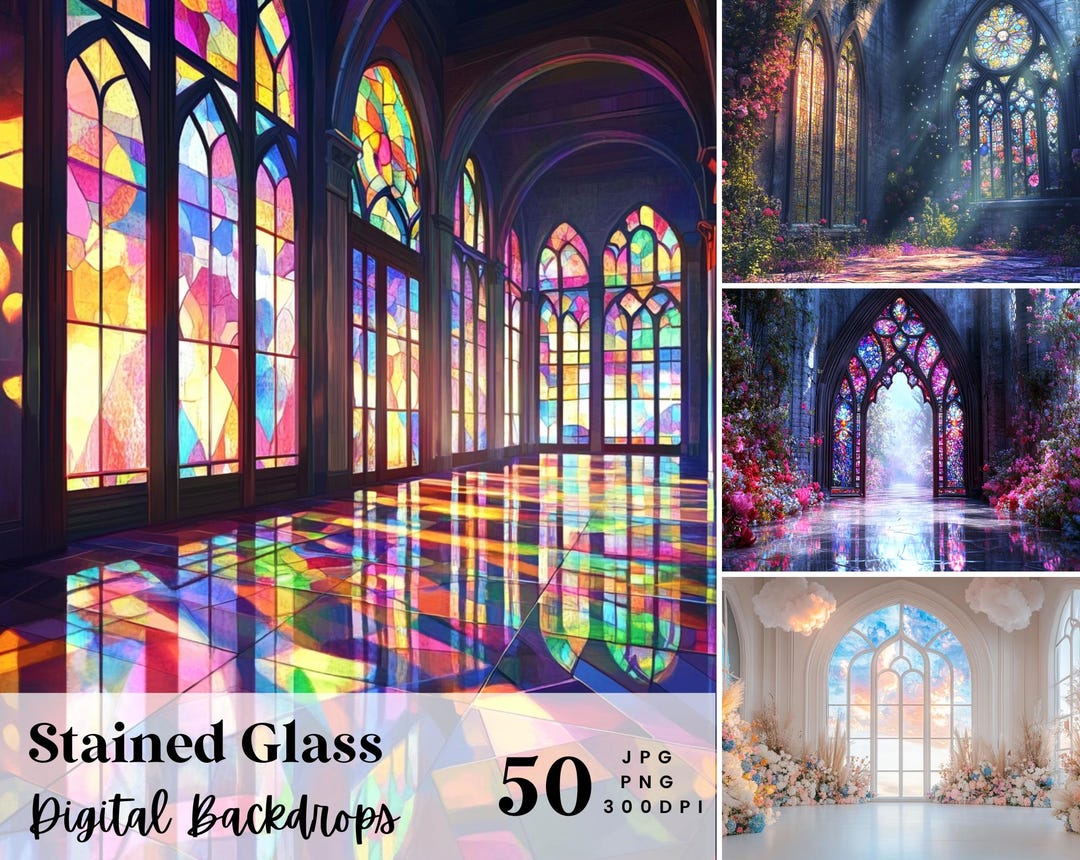 50 Stained Glass Backdrops, Perfect for Wedding, Birthday, Special Day ...