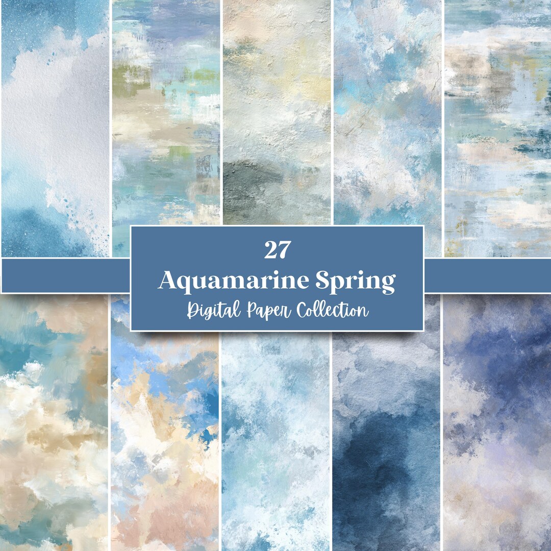 27 Aquamarine Spring Digital Paper, Seamless, Perfect for Textures ...
