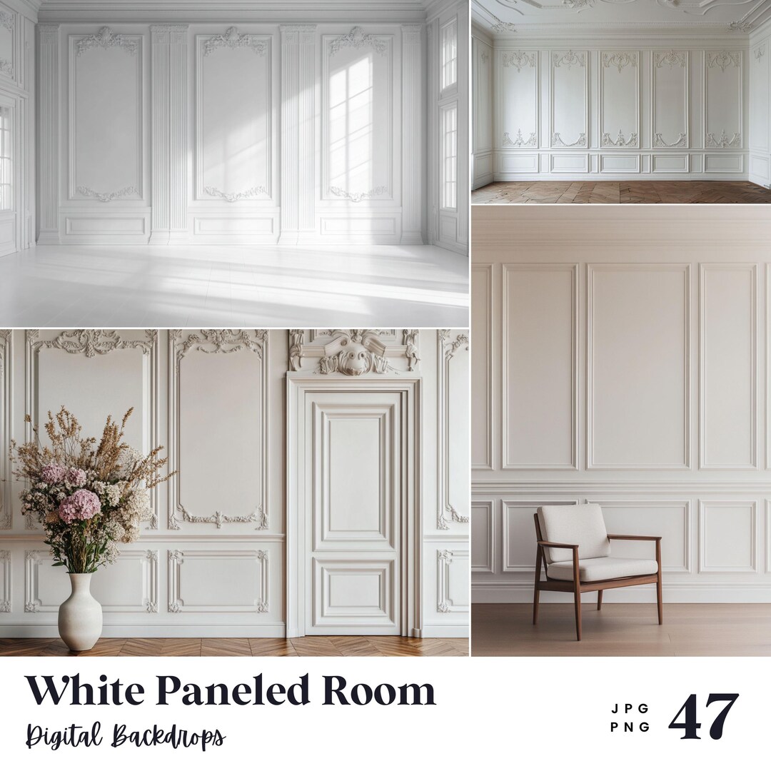 47 White Paneled Room Digital Backdrops, Perfect for Wedding, Birthday ...