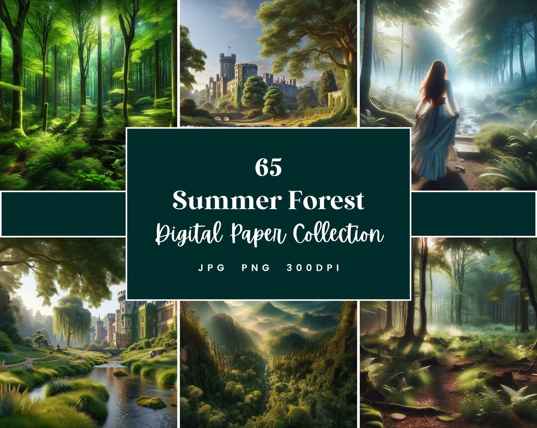 65 Summer Forest Background Digital Paper, Perfect for Textures ...