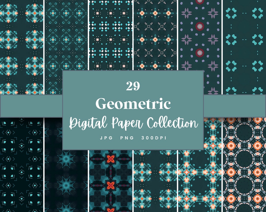 29 Green Geometric Digital Paper, Perfect for Textures Backgrounds ...