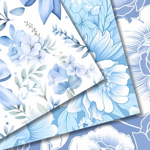 50 Blue Flower Digital Paper, Perfect for Textures Backgrounds ...
