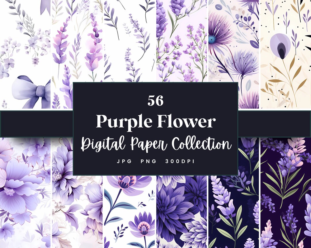 56 Purple Flower Digital Paper, Perfect for Textures Backgrounds ...