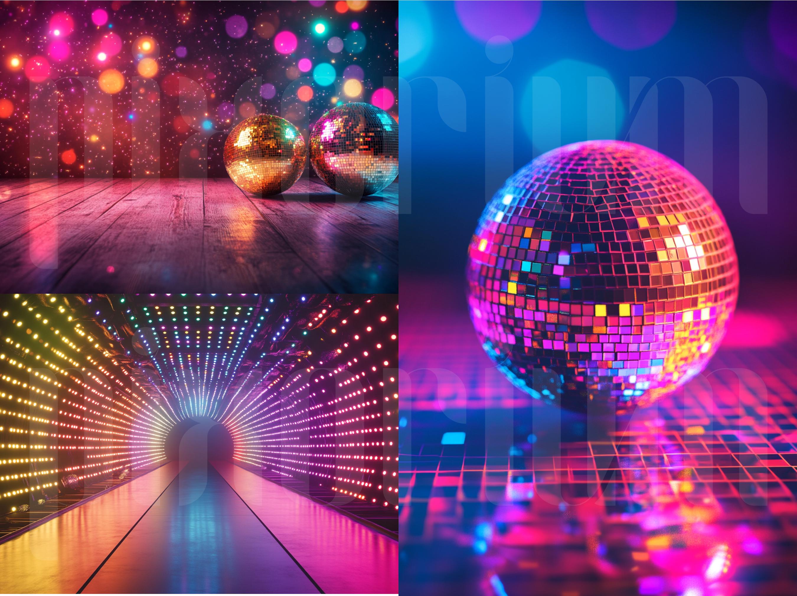 66 Neon Disco Party Dance Digital Backdrops, Perfect for Wedding ...