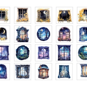 24 Night Window Clipart Illustrations, Perfect for Scrapbook, Journal ...