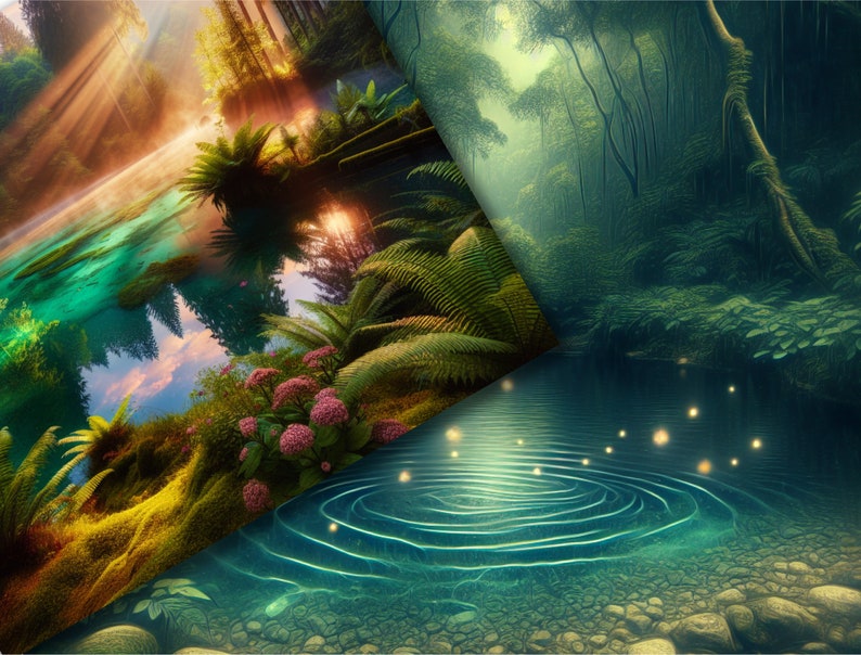 57 Enchanted Lake Background Digital Paper, Perfect for Textures ...