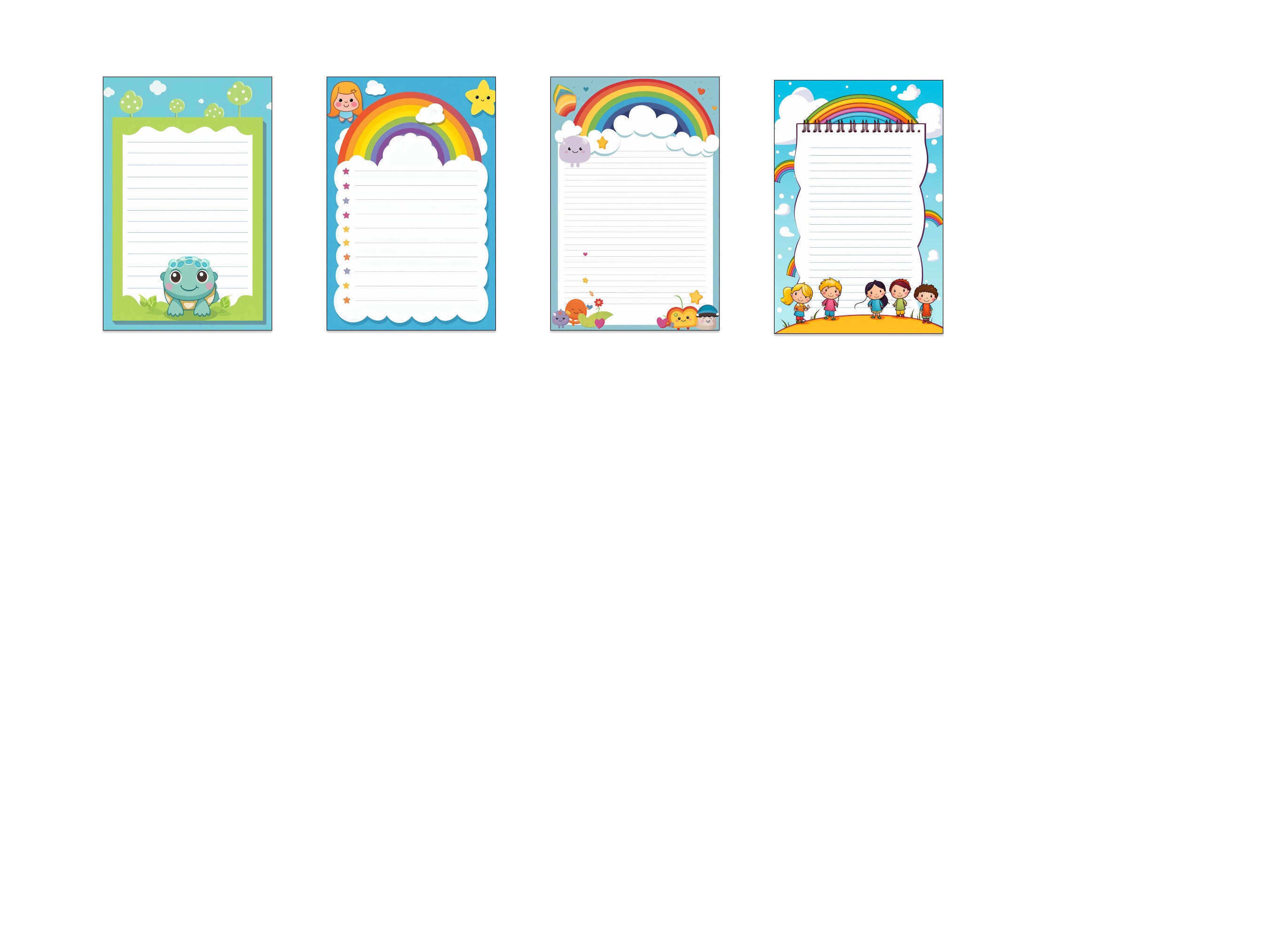 33 Kids Writing Pages, Cute Notepads, Digital Scrapbook Paper, Instant ...