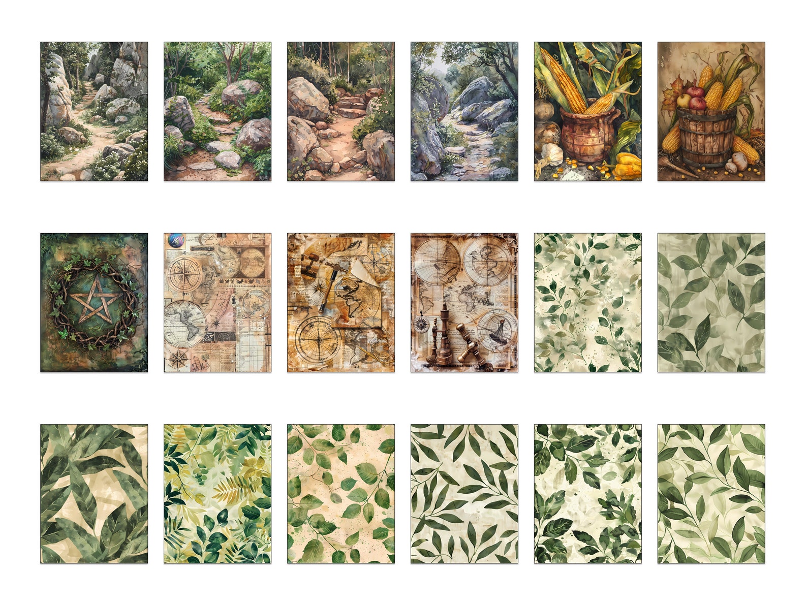 74 Earth Junk Journal Pages, Printable Collage Sheet, Digital Scrapbook ...