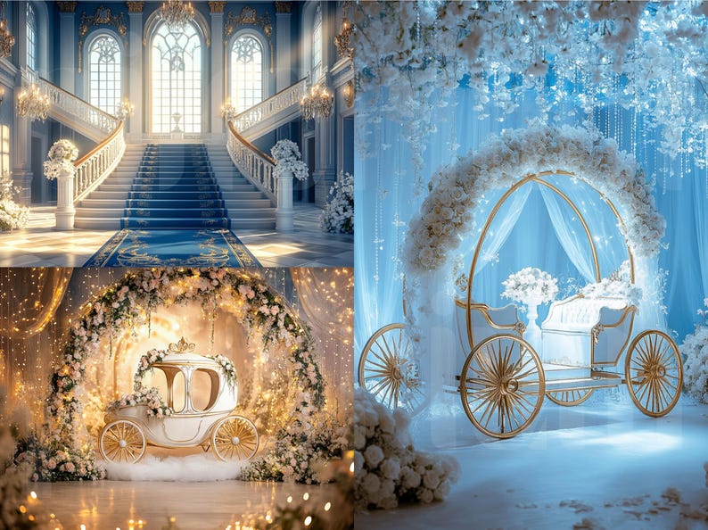 20 Cinderella Dreams Digital Backdrops, Perfect for Wedding, Birthday ...