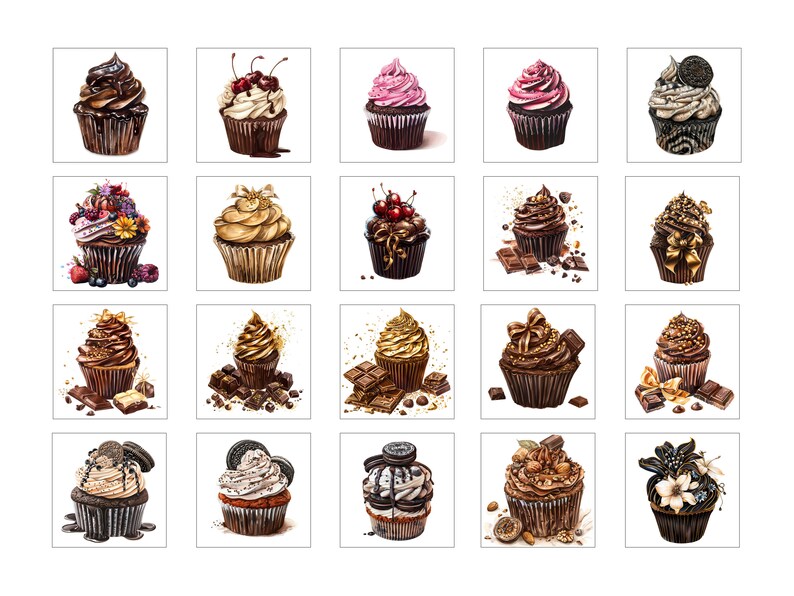 30 Chocolate Cupcake Clipart Illustrations, Perfect for Scrapbook ...