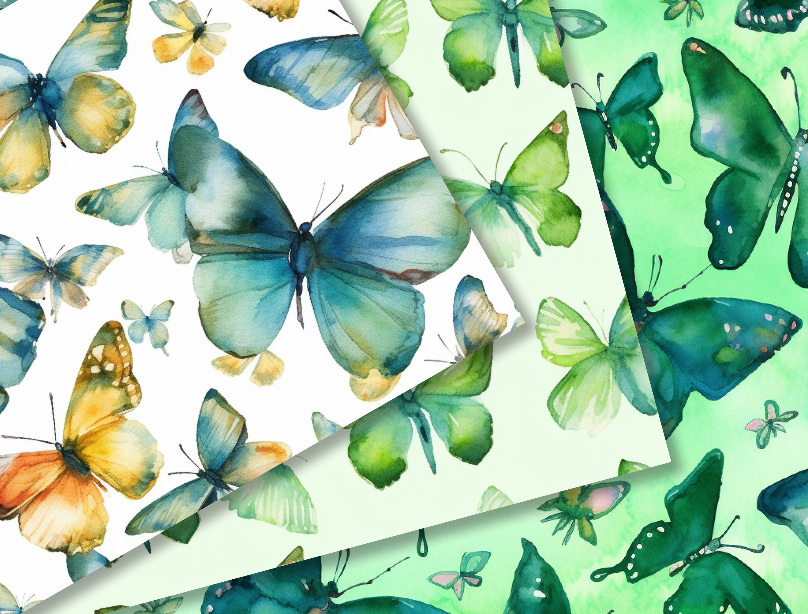 12 Watercolor Butterflies Digital Paper, Backgrounds & Patterns ...