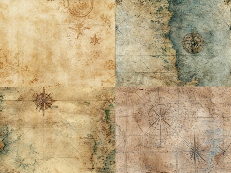 20 Vintage Maps Digital Paper, Seamless, Perfect for Textures ...
