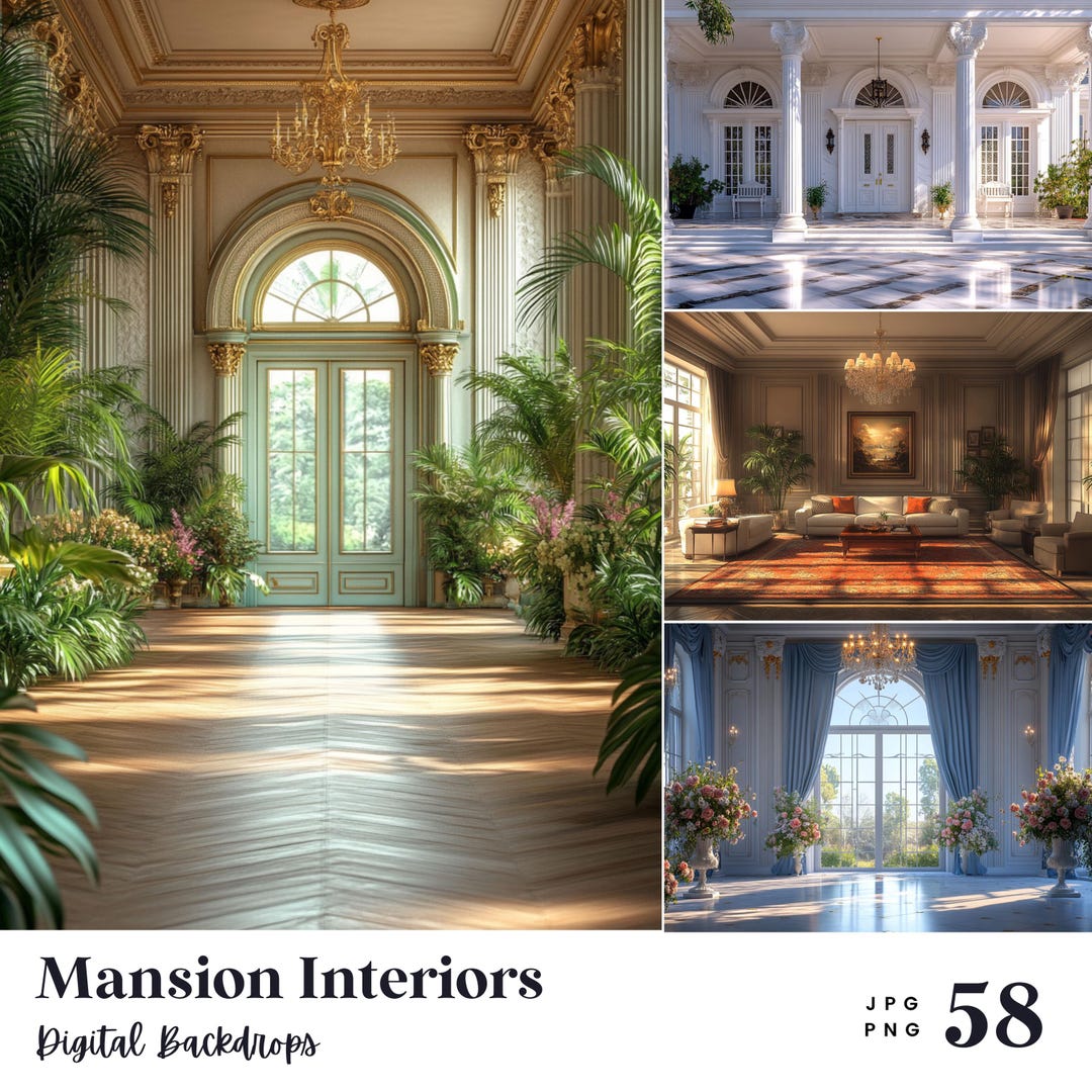 58 Mansion Interiors Digital Backdrops, Perfect for Wedding, Birthday ...