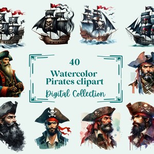 40 Watercolor Pirates Clipart Illustrations, Perfect for Scrapbook ...