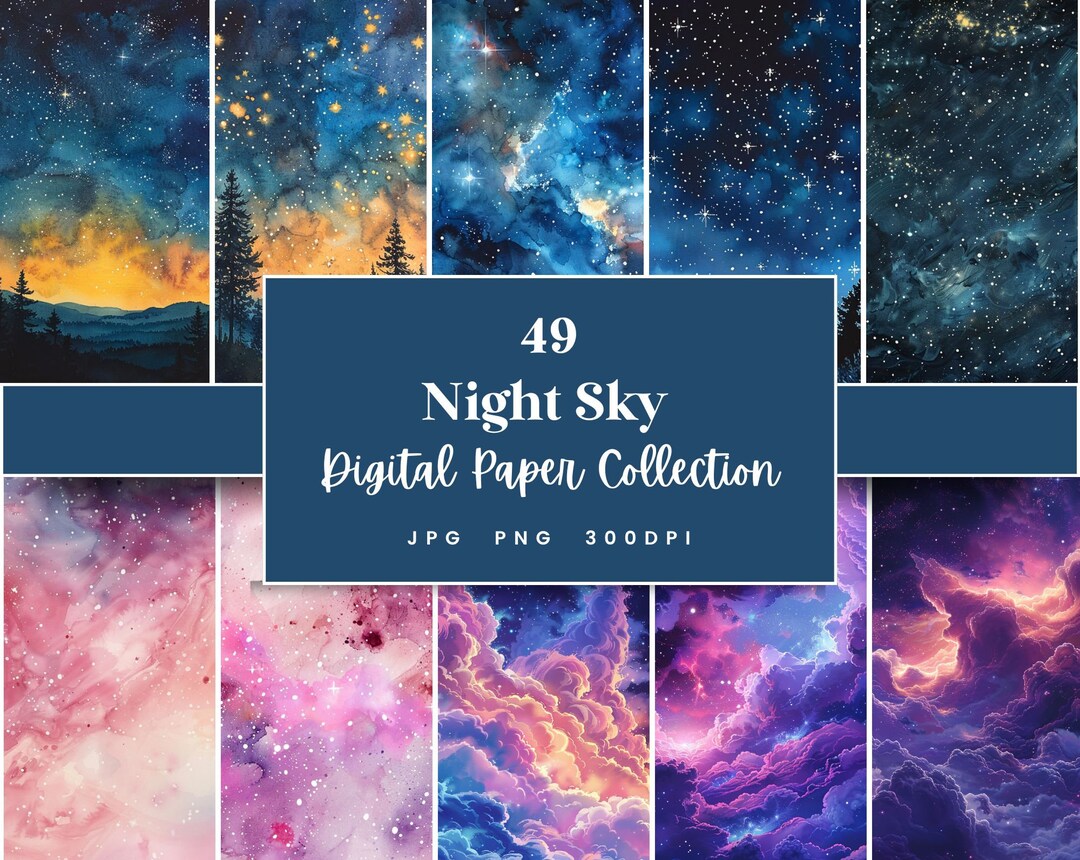 49 Night Sky Background Digital Paper, Perfect for Textures Backgrounds ...