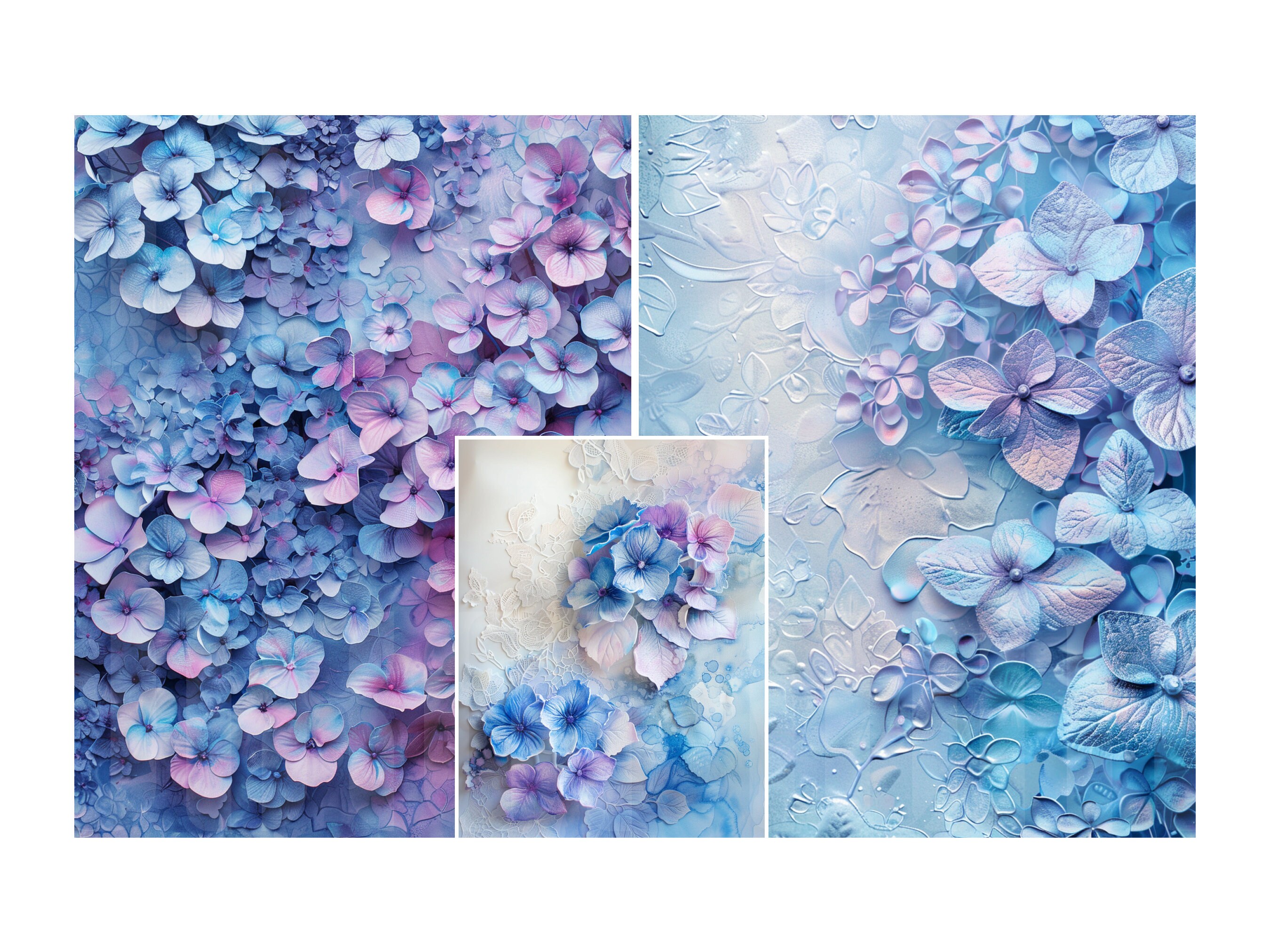 48 Hydrangea Junk Journal Pages, Printable Collage Sheet, Digital ...