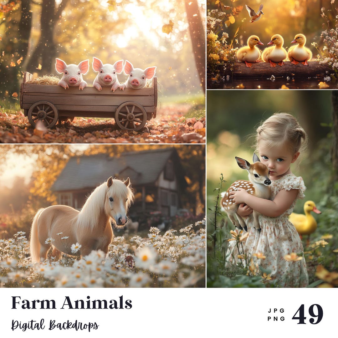 49 Farm Animals Digital Backdrops, Perfect for Wedding, Birthday ...