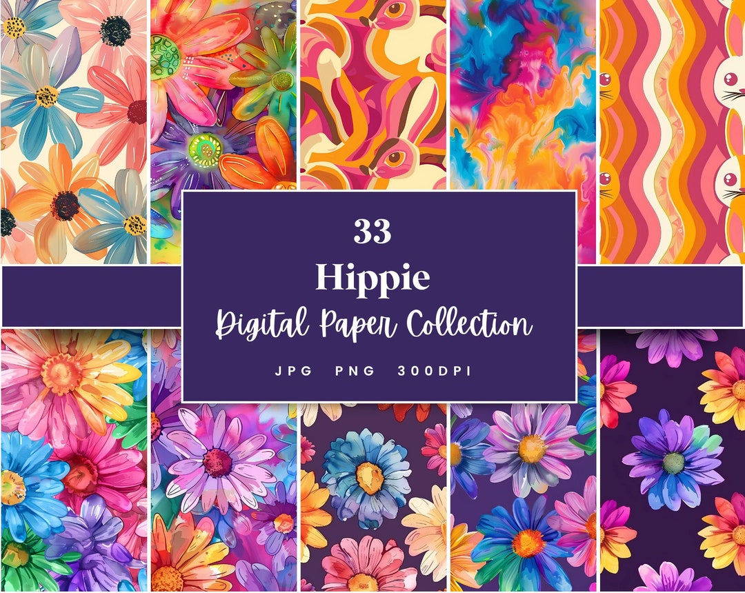 33 Hippie, Seamless Digital Paper, Perfect for Textures Backgrounds ...