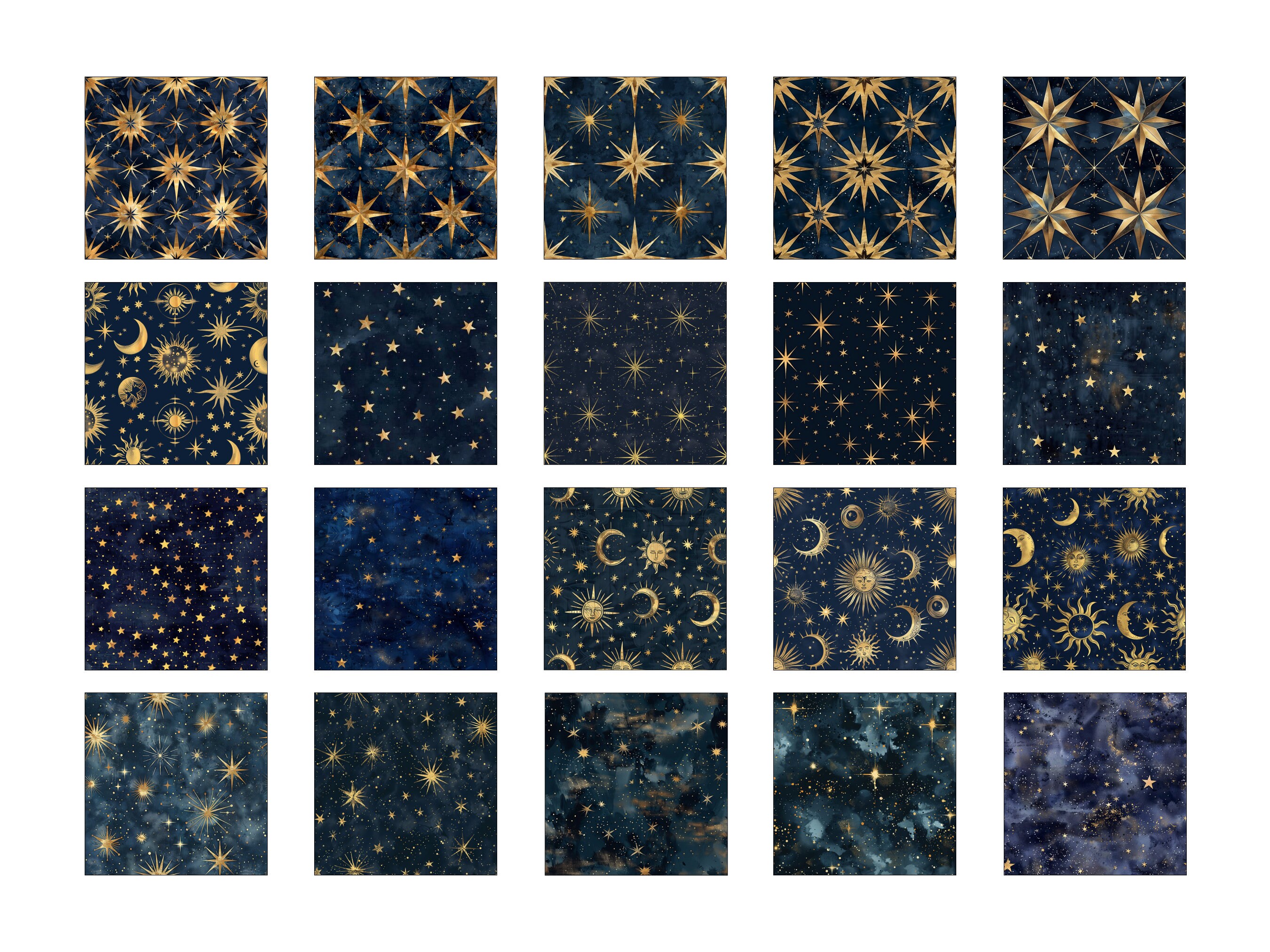 48 Dark Celestial Starry Night, Seamless Digital Paper, Perfect for ...