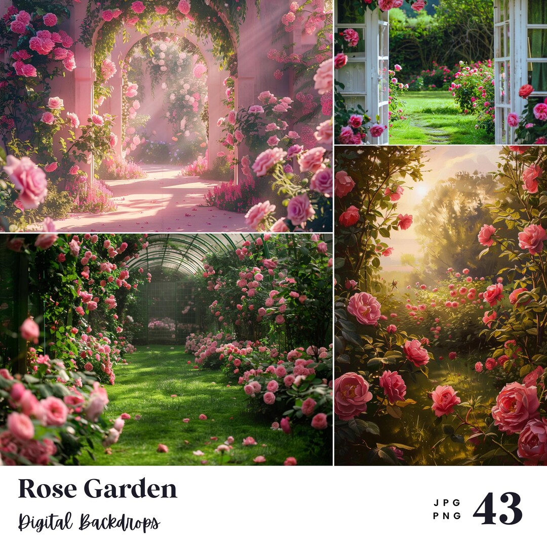43 Rose Garden Digital Backdrops, Perfect for Wedding, Birthday ...