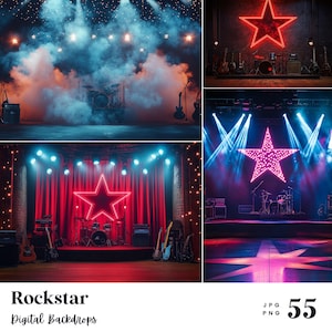 55 Rockstar Digital Backdrops, Perfect for Rockstar, Birthday, Special ...