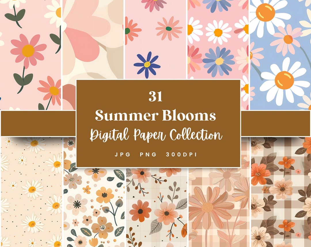 31 Summer Blooms Seamless Digital Paper, Perfect for Textures ...