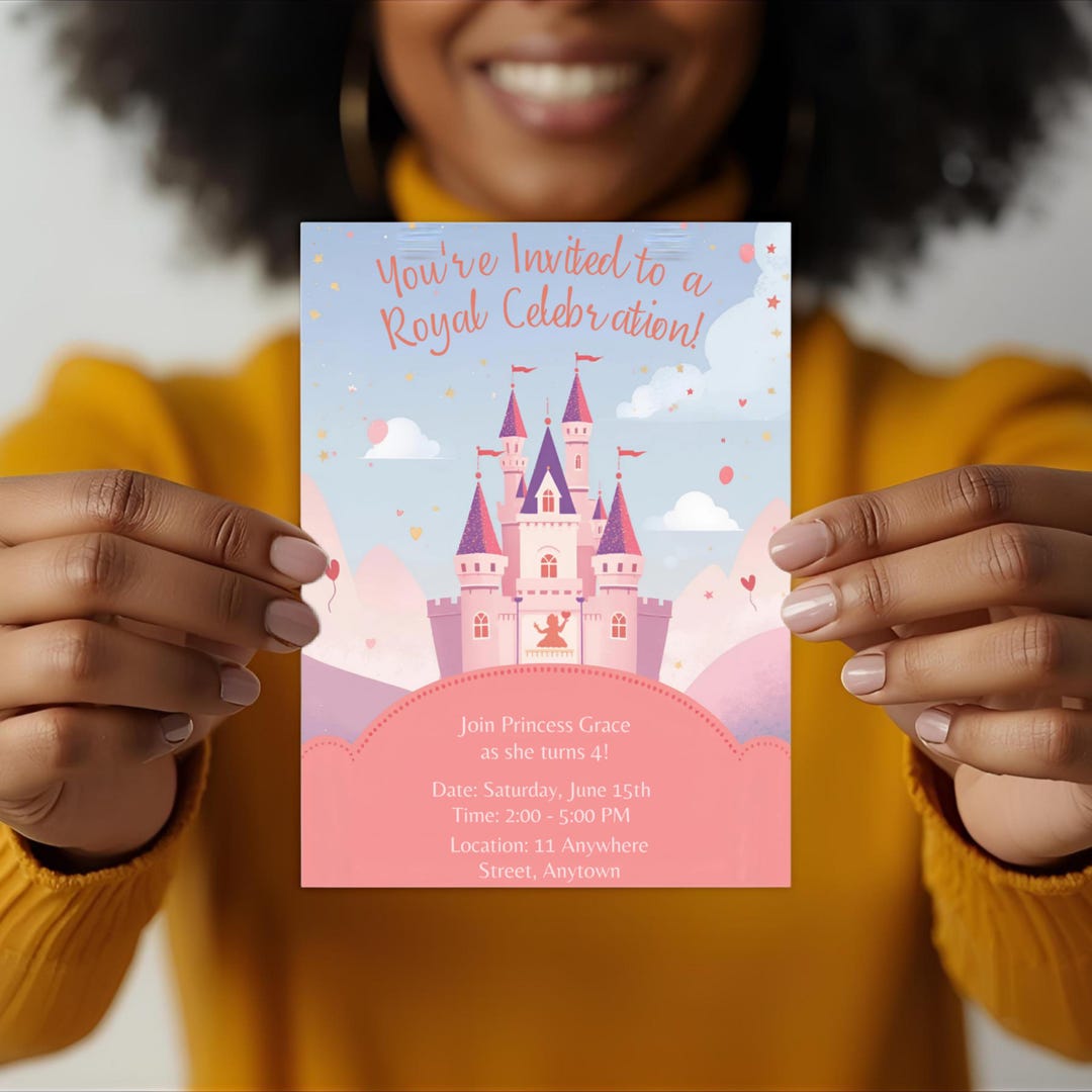 Princess Castle Invitation Party, Birthday, Kids' Special Day, Editable ...