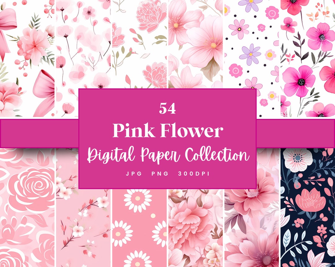 54 Pink Flower Digital Paper, Perfect for Textures Backgrounds ...