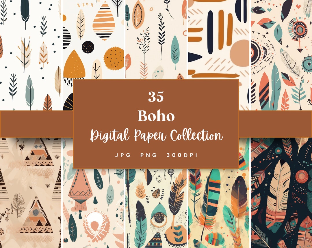 35 Minimalist Boho Digital Paper, Boho Seamless Backgrounds & Textures ...