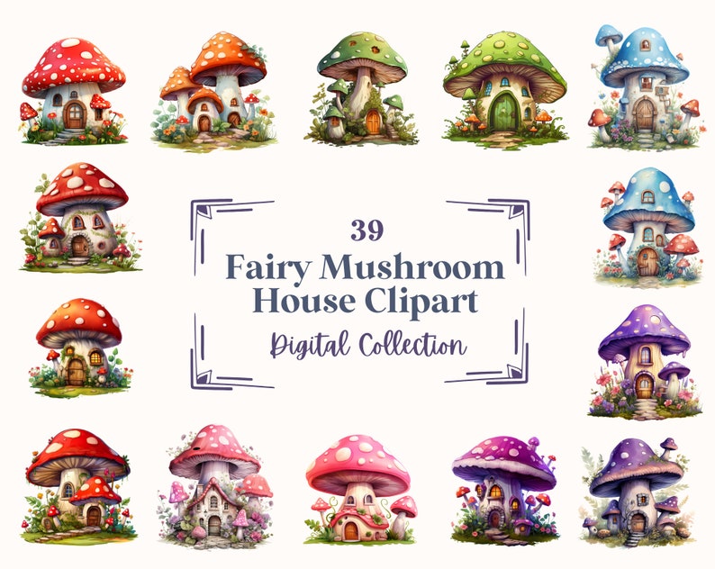 39 Fairy Mushroom House Clipart Illustrations, Perfect for Scrapbook ...