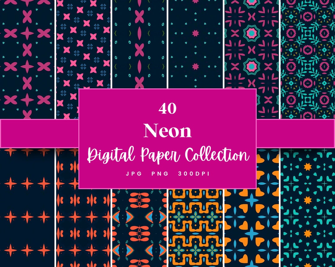 40 Neon Digital Paper, Bright Colors Perfect for Textures Backgrounds ...
