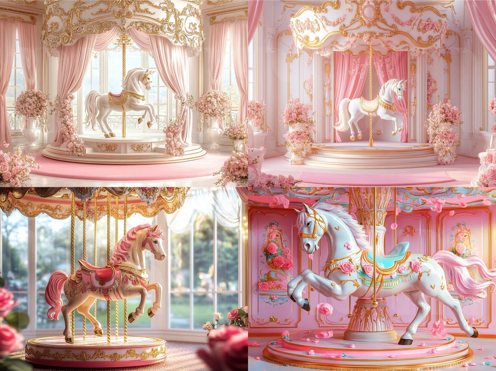 16 Carousel Horse Digital Backdrops, Perfect for Wedding, Birthday ...