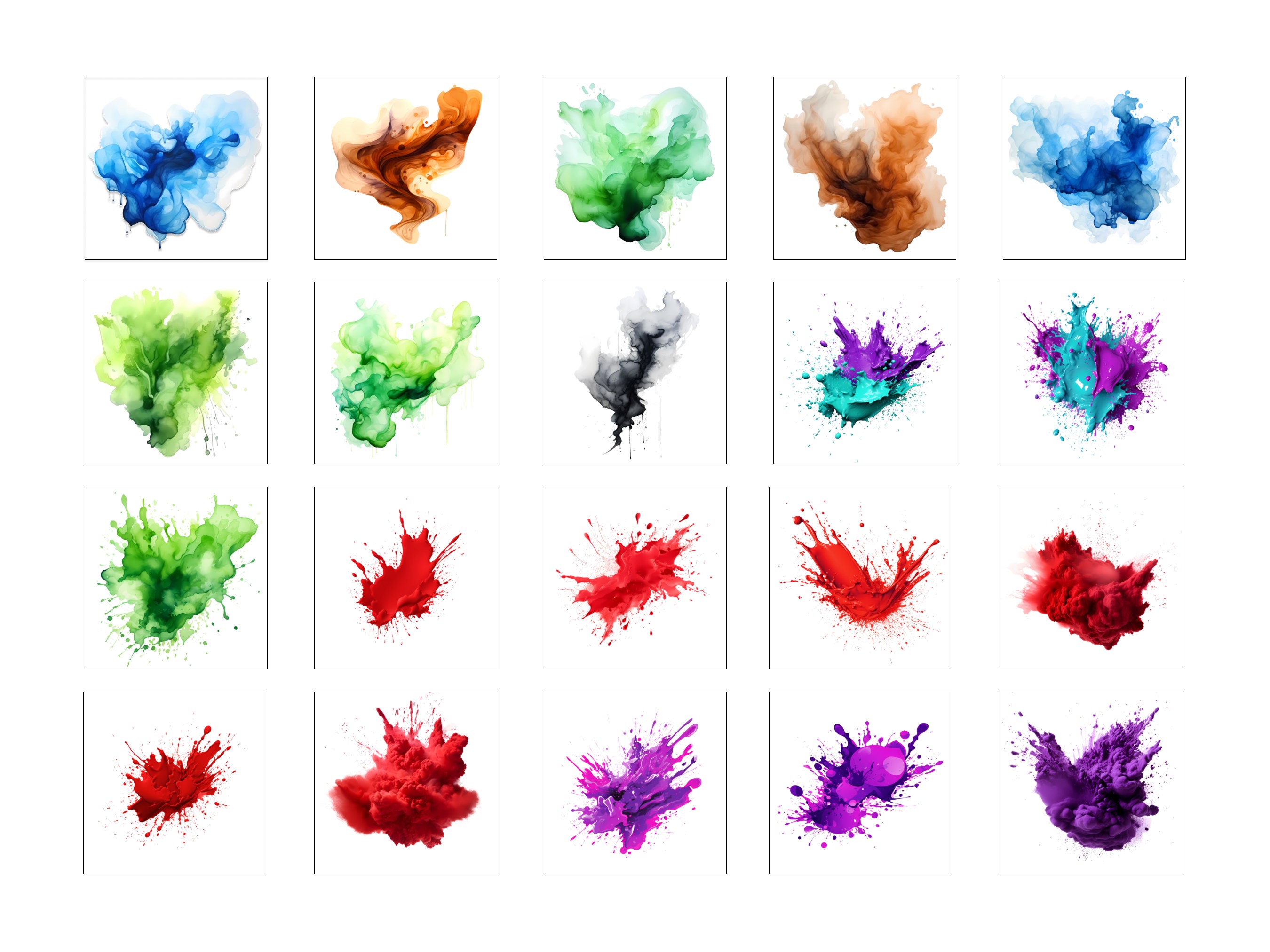 166 Color Splash Bundle Clipart, Alcohol Ink, Perfect for Scrapbook ...