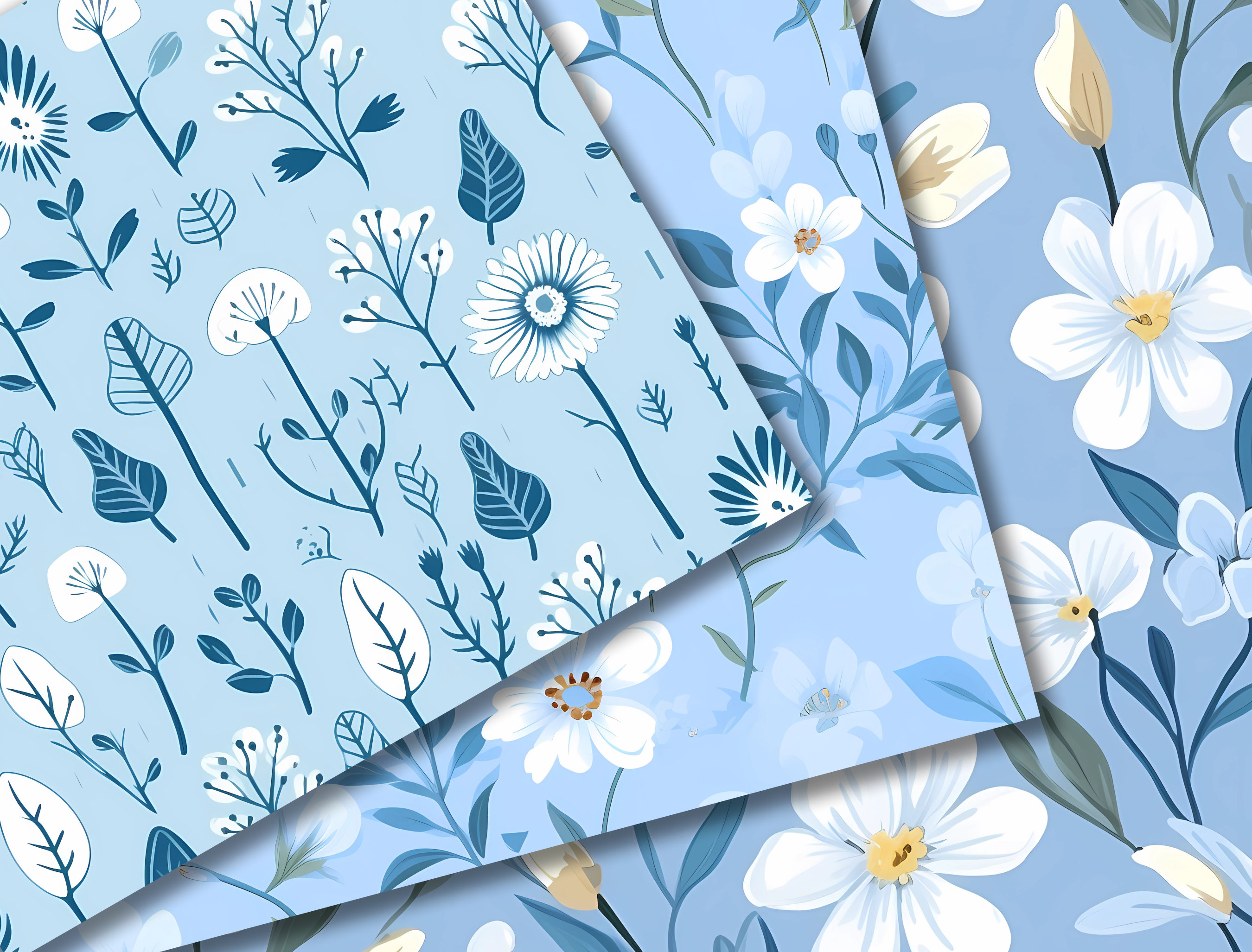 50 Blue Flower Digital Paper, Perfect for Textures Backgrounds ...