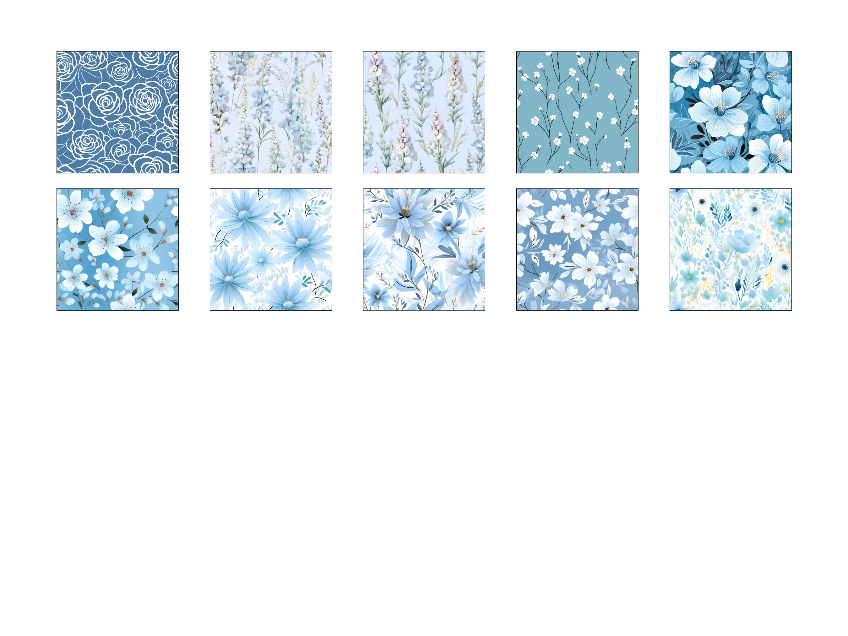 50 Blue Flower Digital Paper, Perfect for Textures Backgrounds ...