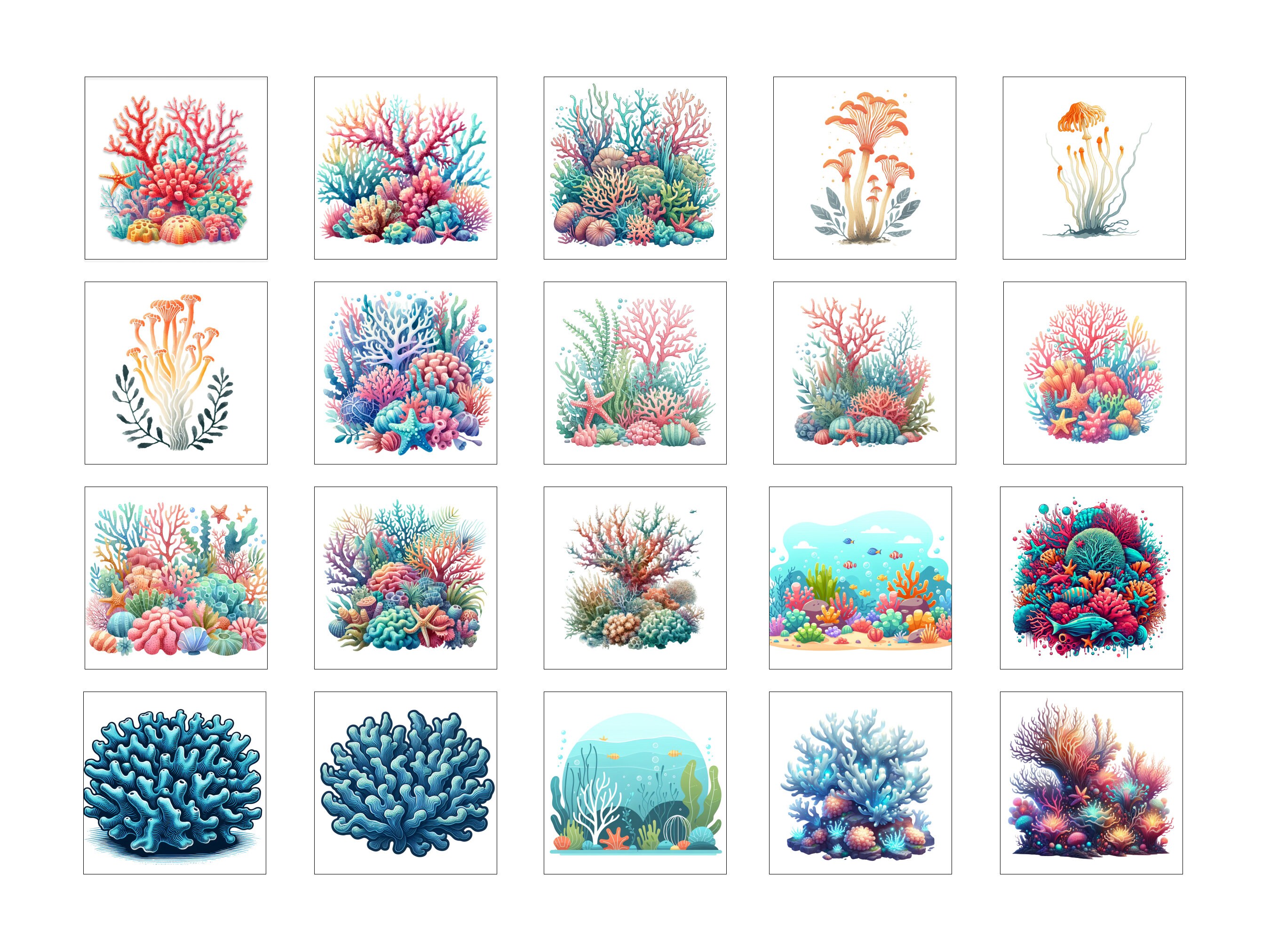 50 Coral Reef Clipart Illustrations, Perfect for Scrapbook, Journal ...