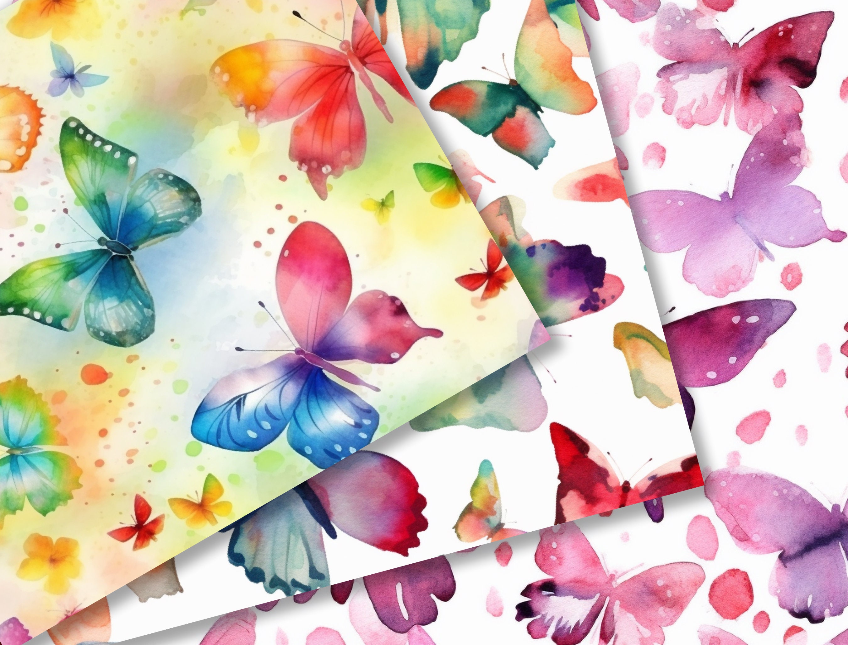 12 Watercolor Butterflies Digital Paper, Backgrounds & Patterns ...