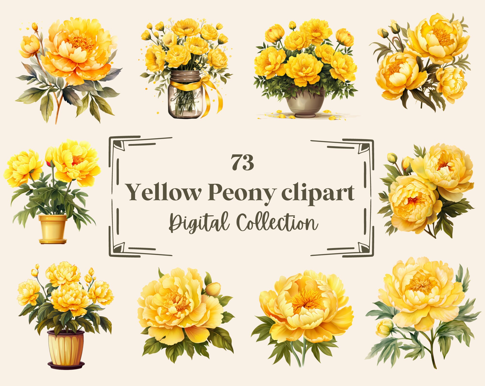 285+ Bundle Peony Clipart, Watercolor Illustrations, Perfect for ...