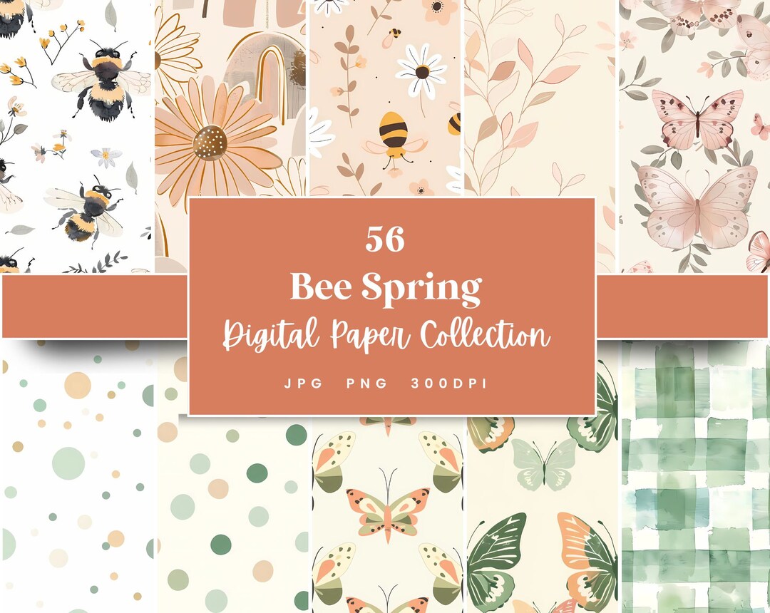 56 Bee Spring, Seamless Digital Paper, Perfect for Textures Backgrounds ...