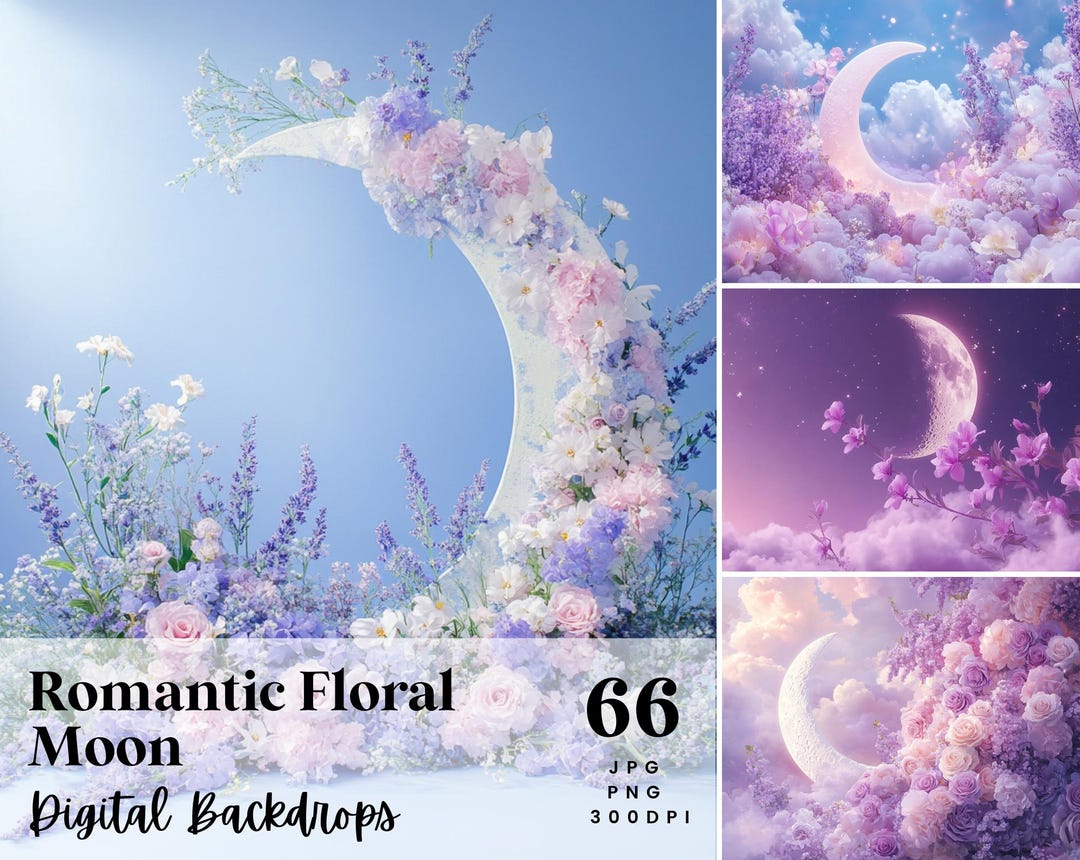 66 Romantic Floral Moon Backdrops, Perfect for Wedding, Birthday ...