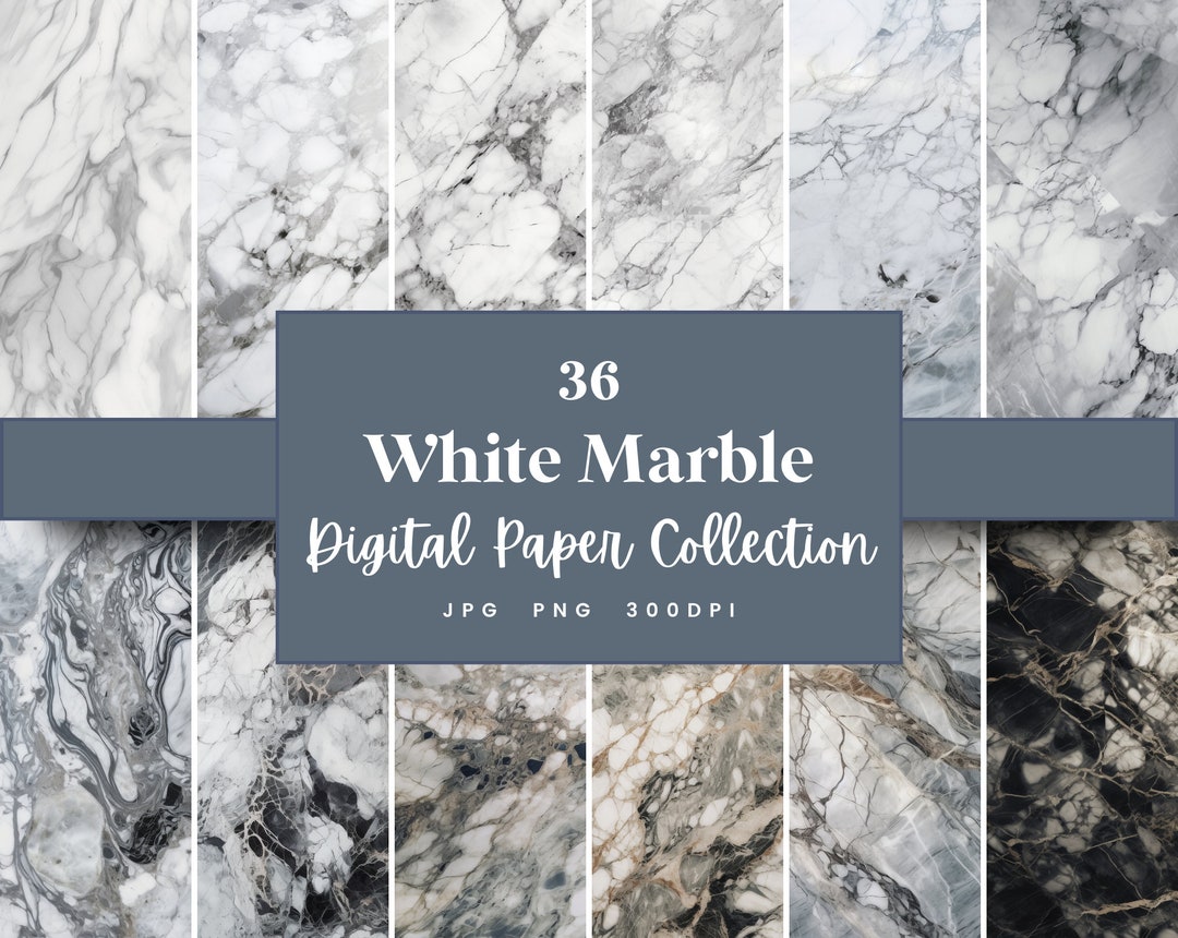 36 White Marble Digital Paper, Marble Textures Backgrounds & Patterns ...