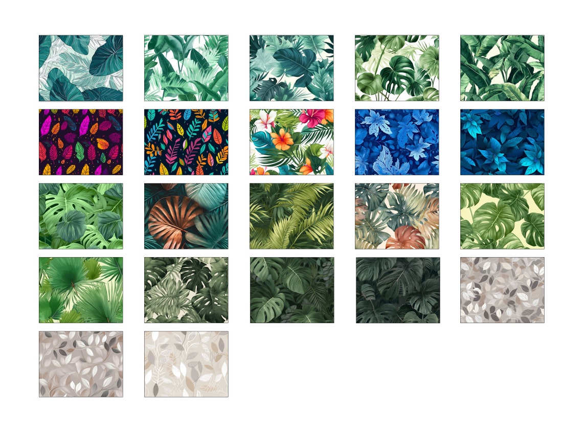 22 Tropical Leaves Digital Paper, Tropical Leaves Textures Backgrounds ...