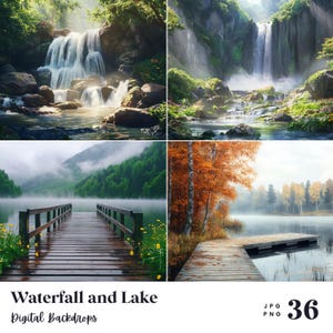 36 Waterfall and Lake Backdrops, Perfect for Wedding, Birthday, Special ...