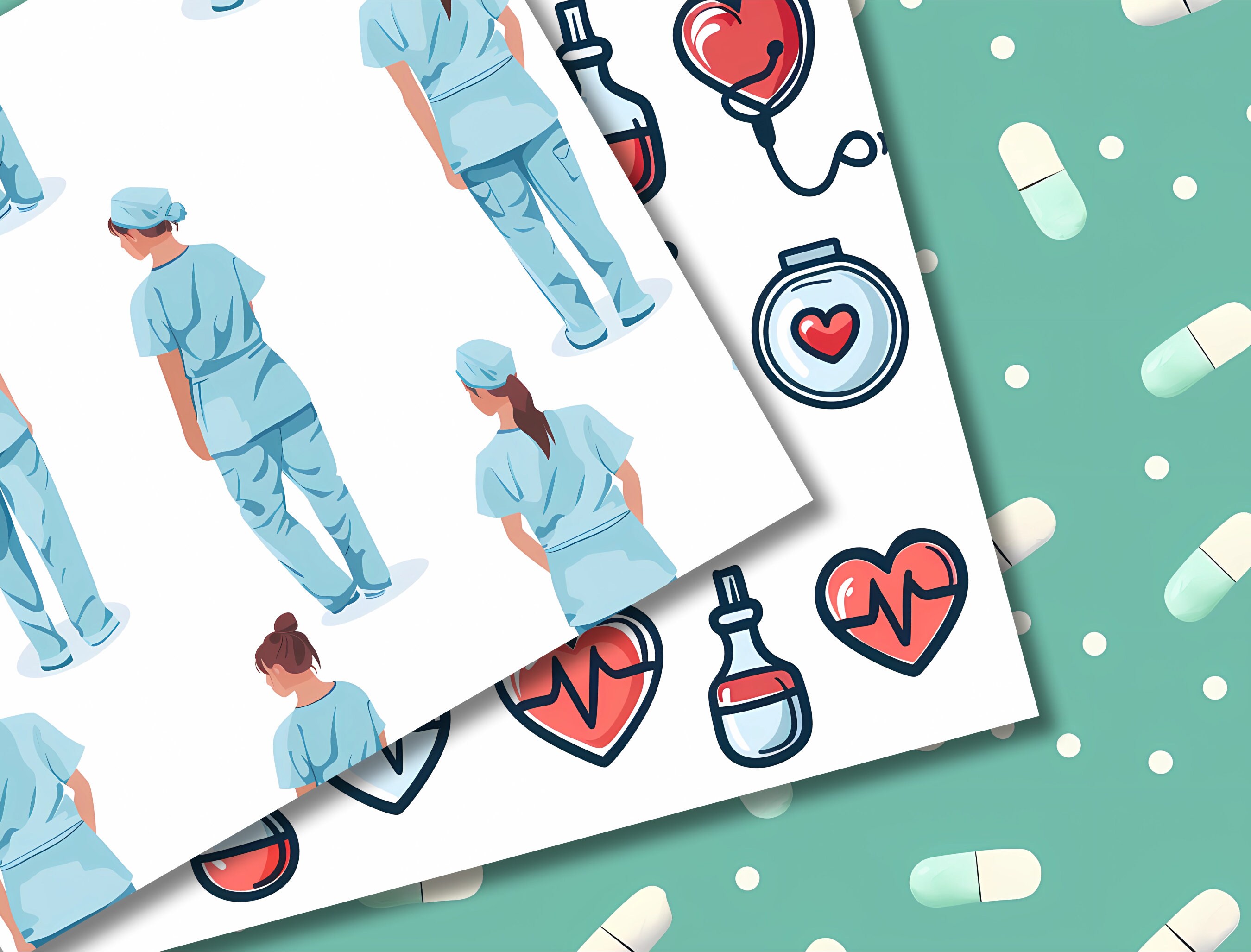 28 Nurse Seamless Digital Paper, Perfect for Textures Backgrounds ...