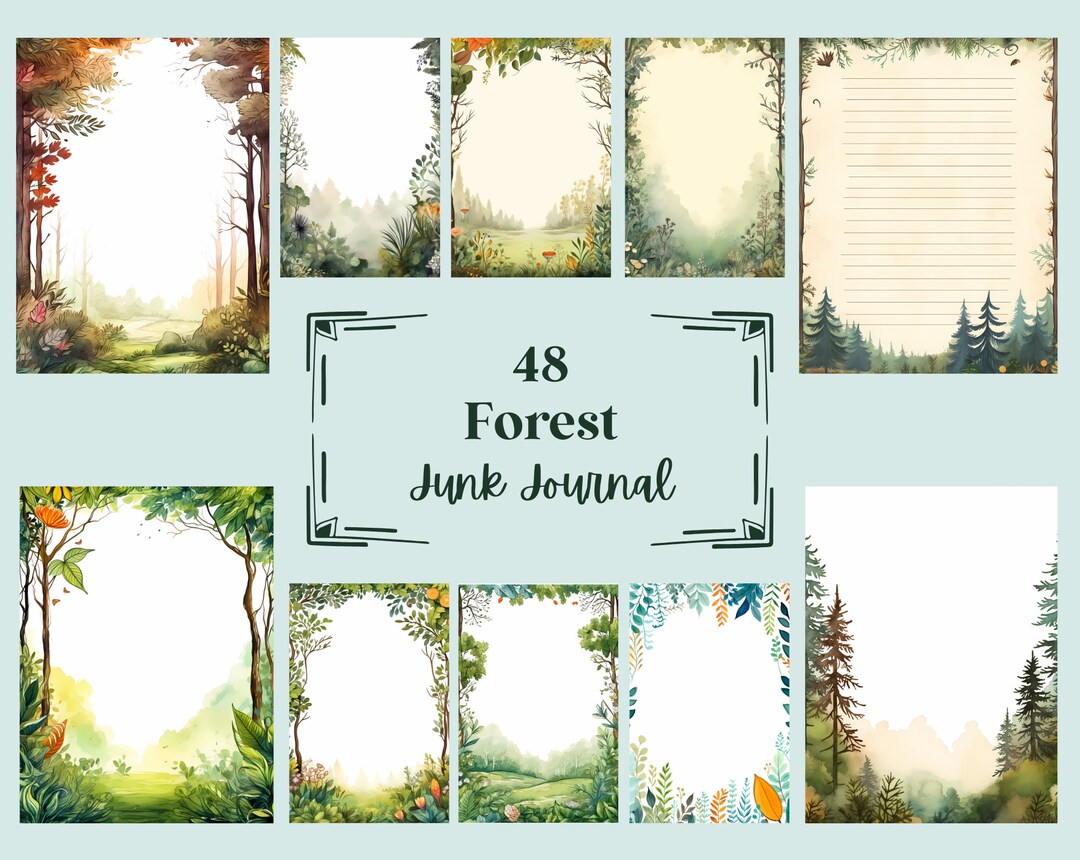 48 Forest Junk Journal Pages, Printable Collage Sheet, Digital ...