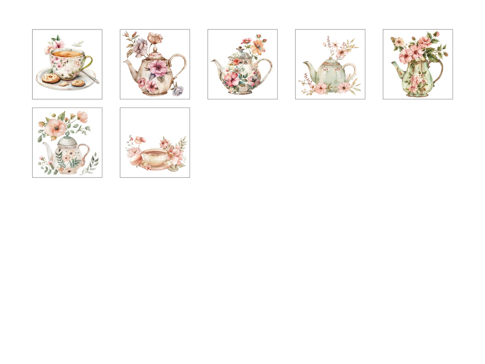 47 Floral Tea Time Clipart Illustrations, Perfect for Scrapbook ...